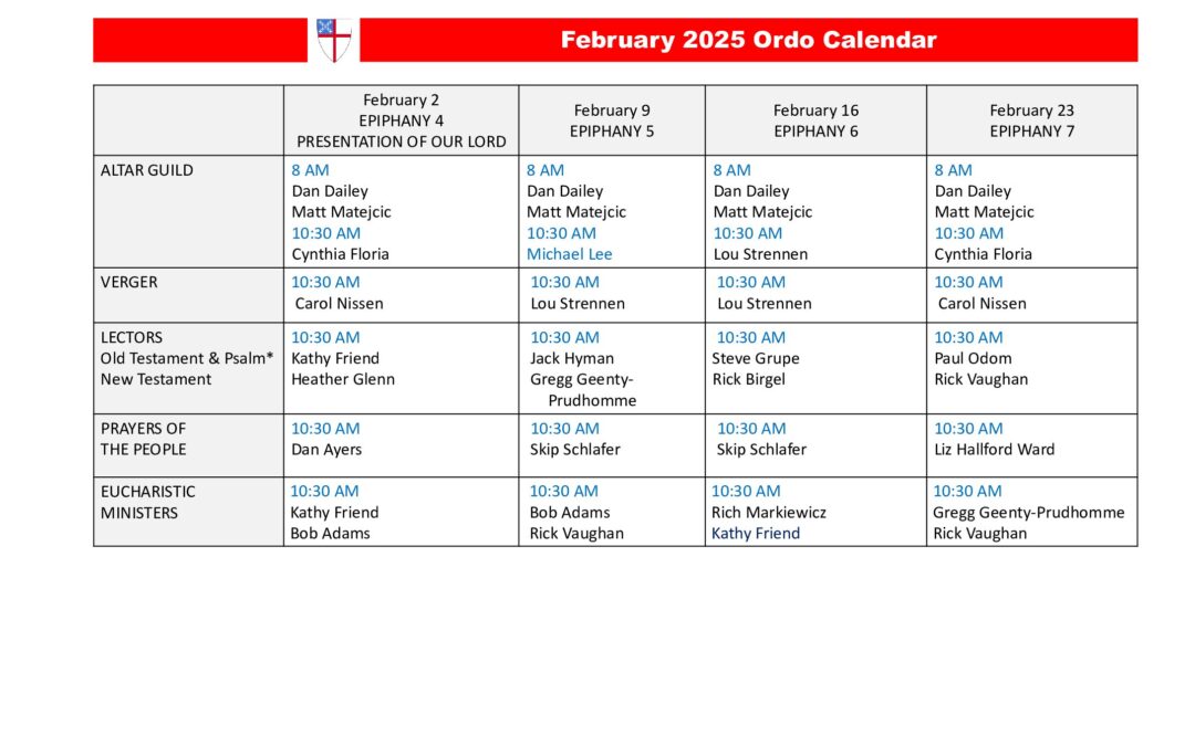 Ordo-Feb2025-R1 | All Saints Episcopal Church