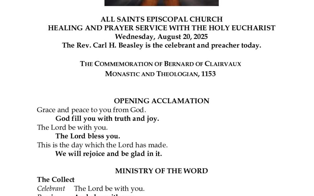 Wed. 8-20-25 prayer and healing service with Holy Eucharist | All ...