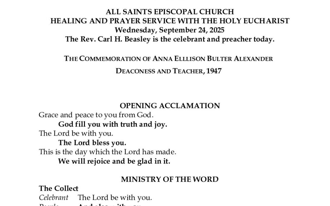 Wed. 9-24-25 prayer and healing service with Holy Eucharist | All ...